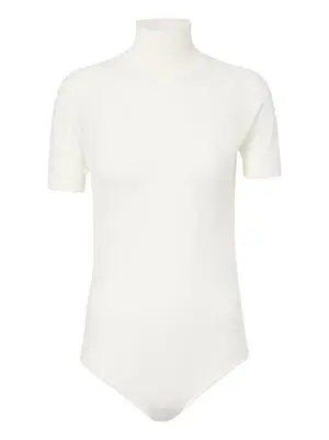 Alaïa Turtleneck Wool Bodysuit - White
