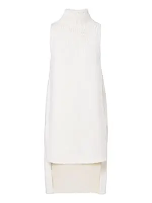 Alaïa Caped Wool Turtleneck Top - White