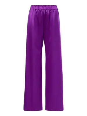 Valentino Garavani Valentino Silk Wide-Leg Pants Purple