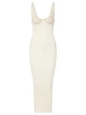 Magda Butrym Ribbed-knit Cotton Midi Dress - Neutrals
