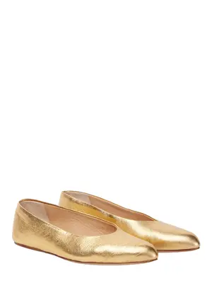 Gabriela Hearst Andre Metallic Leather Ballet Flats - Gold