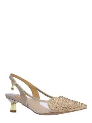 J. Reneé Gwyn Embellished Slingback Pumps - Beige