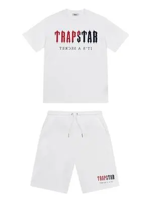 Trapstar Chenille Decoded Short Set - White/red