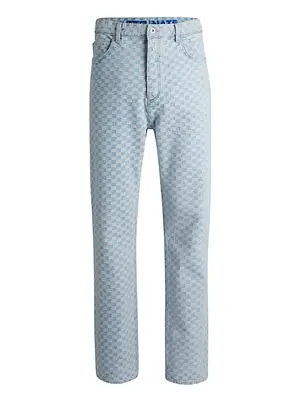 Hugo Graphic-print Relaxed-fit Denim Jeans - Light/pastel Blue