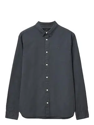 ALLSAINTS Hawthorne Logo-embroidered Slim-fit Stretch Cotton Shirt - Sunil Blue