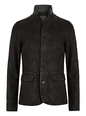ALLSAINTS Survey Double-layered Leather Blazer - Anthracite Gre