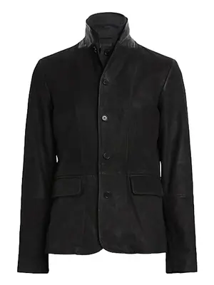 ALLSAINTS Survey Double-layered Leather Blazer - Black