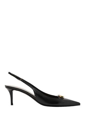 Valentino Garavani 60 Vlogo Leather Slingback Pumps - Black
