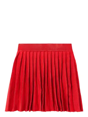 SELF-PORTRAIT Pleated Knitted Mini Skirt - Red