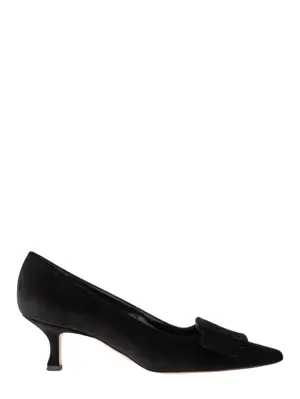 Manolo Blahnik Maysale 50 Buckled Velvet Pumps - Black