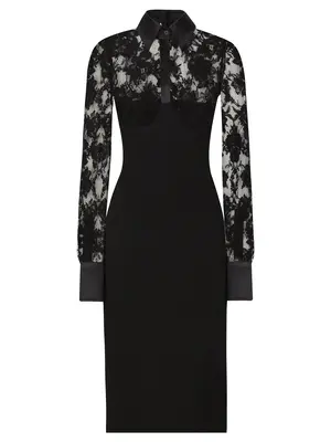 Dolce & Gabbana Jersey And Lace Dress With Corset - Black