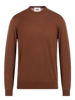 Alpha Studio Light Cotton Crewneck Sweater - Brown
