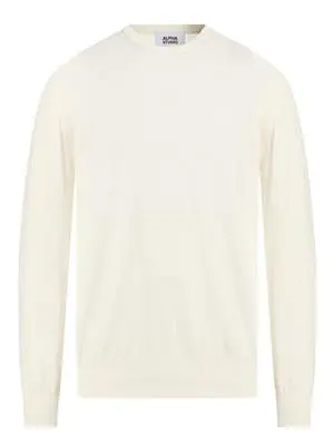 Alpha Studio Cotton Knit Sweater White