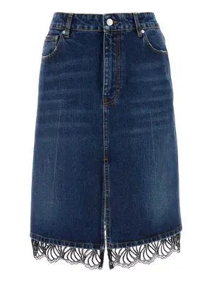 Stella McCartney Lace-trim Denim Skirt - Blue
