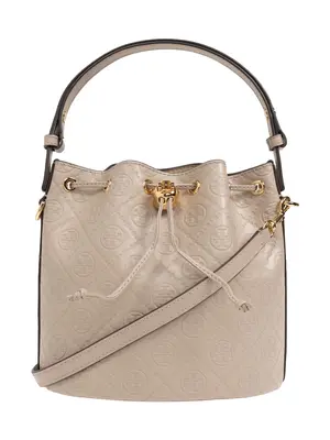 Tory Burch All-over Logo Bucket Bag - Neutrals