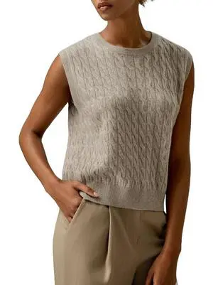 Lilysilk Cashmere Knit Vest - Camel