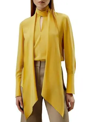 Lilysilk Flowing Draped Tie-neck Silk Blouse - Ginger