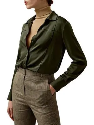Lilysilk Lilysilk Sprezzatura Silk Blouse Dark Olive