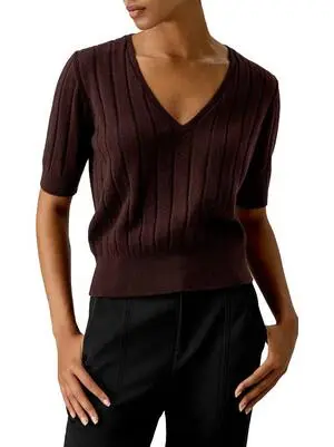 Lilysilk Cashmere V-neck T-shirt - Fruitwood