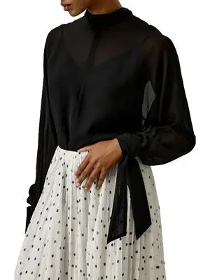 Lilysilk Floaty Batwing Sleeve Blouse Set - Black
