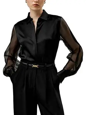 Lilysilk Ethereal Silk Shirt - Black