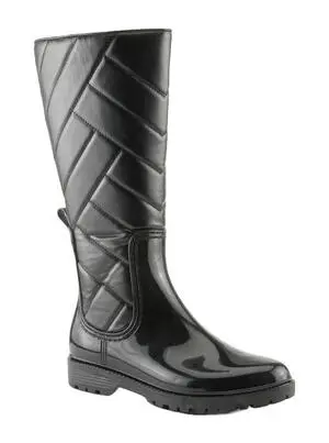 SPRING STEP SHOES Maiza Waterproof Quilted Rain Boots - Black