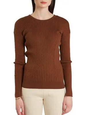 OYUN Ribbed Cotton Blend Crewneck Top - Caviar
