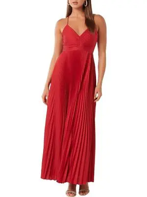 EVER NEW Ever New Geri Pleated Maxi Dress Red