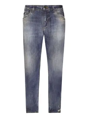 Dolce & Gabbana Distressed-effect Tapered Jeans - Blue
