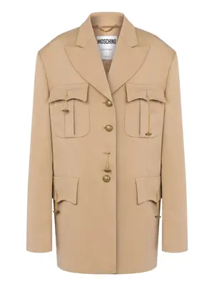 Moschino Peak-lapel Cotton-blend Coat - Neutrals