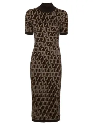 FENDI FENDI FF-Jacquard Midi Dress