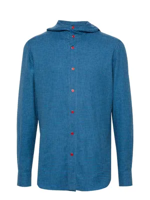 Kiton Checked Hoodie - Blue