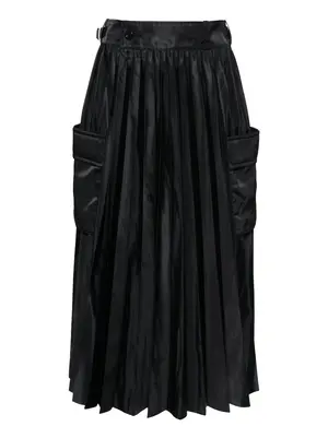 Sacai Pleated Midi Skirt - Black