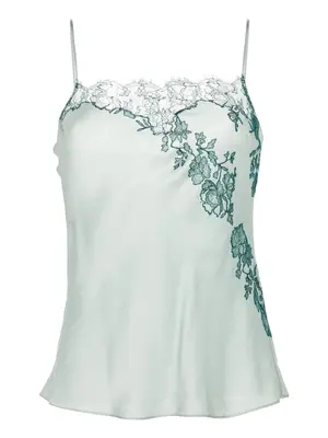 Carine Gilson Lace-trimmed Silk Camisole - Blue