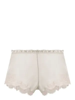 Carine Gilson Calais-caudry Lace-trimmed Silk Shorts - Grey
