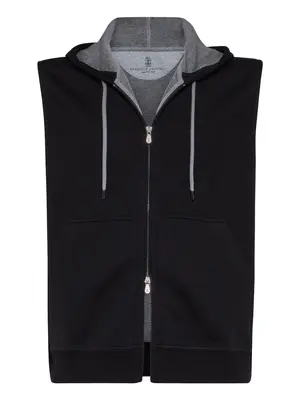 Brunello Cucinelli Sleeveless Zipped Hoodie - Black