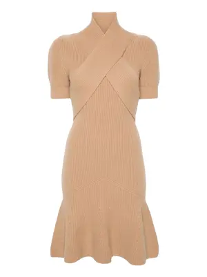 Patou Wrap-front Mini Dress - Neutrals