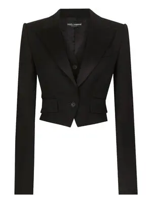Dolce & Gabbana Gabardine Cropped Jacket - Black
