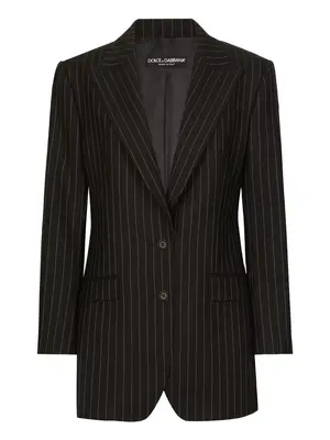 Dolce & Gabbana Striped Virgin Wool Blazer - Black