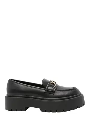 TWINSET 45mm Logo-buckle Leather Loafers - Black