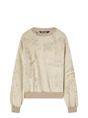 Palm Angels Graphic-print Cotton Sweatshirt - Neutrals