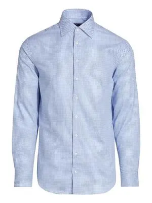 Giorgio Armani Plaid Cotton Front-button Shirt Blue