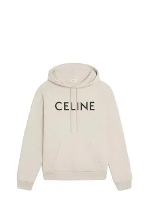 Celine Loose Cotton Fleece Hoodie - Cream/black