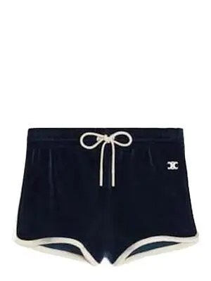 Celine Triomphe Velvet Jersey Mini Shorts - Midnight/off White