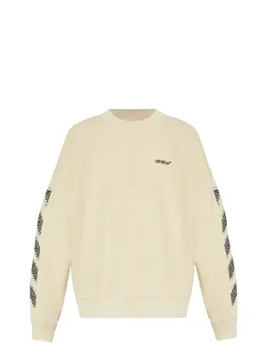 Off-White Embroidered-logo Cotton Sweatshirt - Neutrals