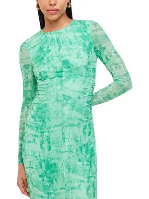 WHISTLES Whistles Brushwork Print Mesh Dress