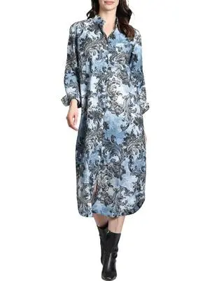 APNY Floral Print Shirtdress - Blue Multi
