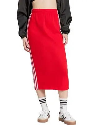 ADIDAS ORIGINALS Adidas Originals Adicolor 3-Stripes Knit Midi Skirt Better Scarlet