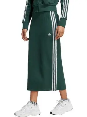 ADIDAS ORIGINALS Adidas Originals Adicolor 3-Stripes Knit Midi Skirt Mineral Green