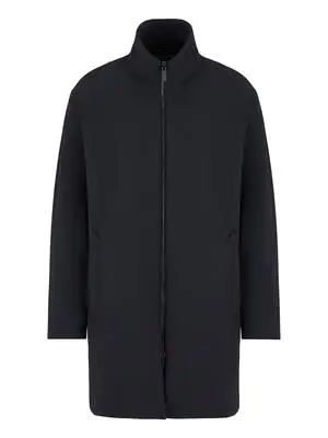 Giorgio Armani Technical Wool Pea Coat - Navy_blue
